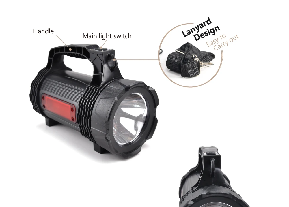 Rechargeable Handheld Searchlight 3600mah Spotlight Power Bank Portable ...