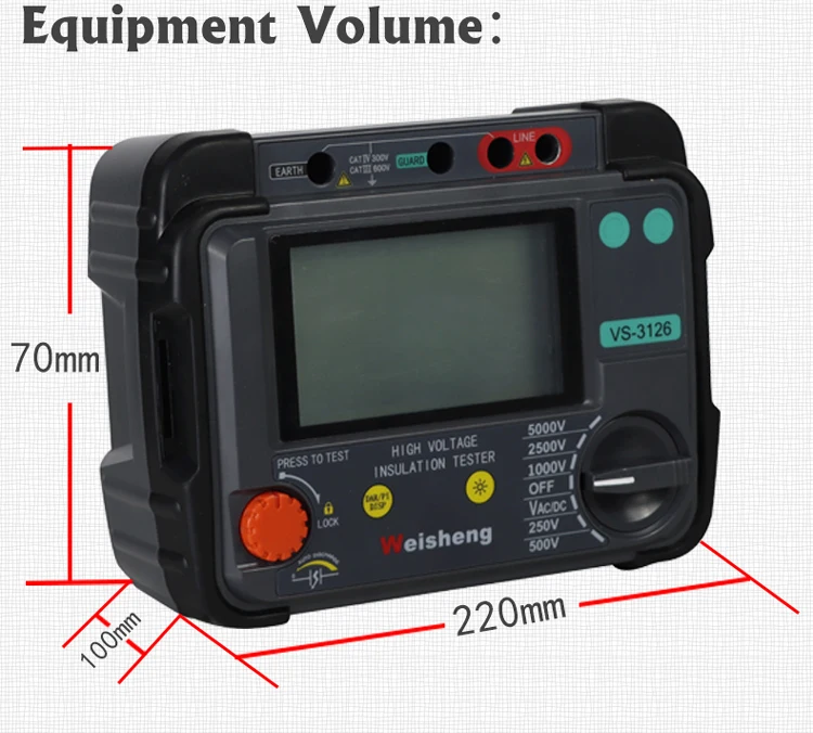 5000v Megohmetro Digital Meger Insulation Resistance Tester 5kv Mega ...