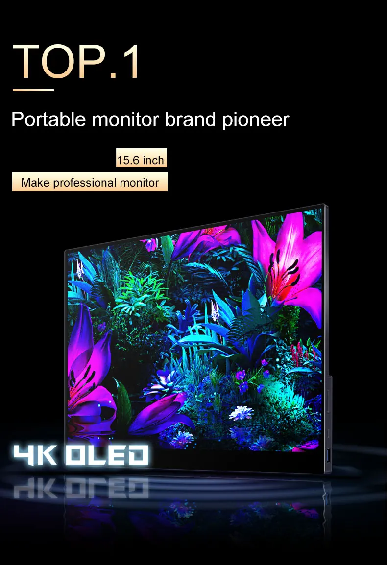 15.6 Inch 4K OLED Portable Monitor - Ideal for Gaming & Office
