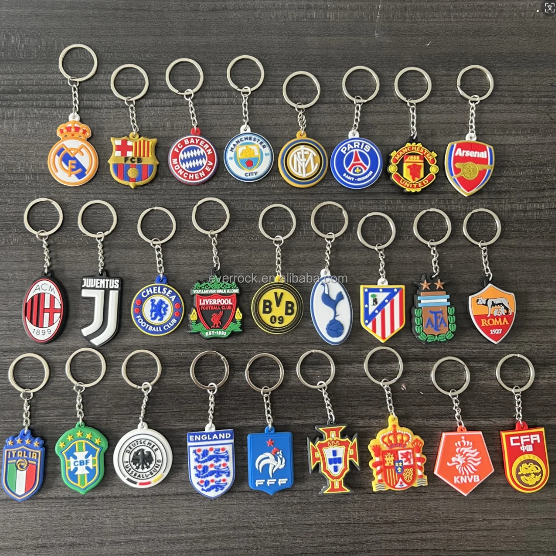 2D PVC Soccer Keychain - Football Team Key Ring, Customizable ODM