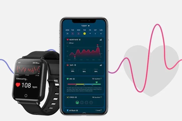 Medical Grade Ecg Electrocardiogram Watch Body Temperature Smartwatch ...