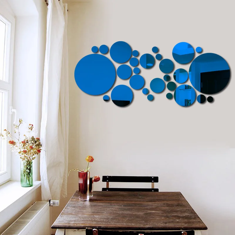 26pc/ses Removable Acrylic Mirror Setting Wall Sticker Decal for Home ...