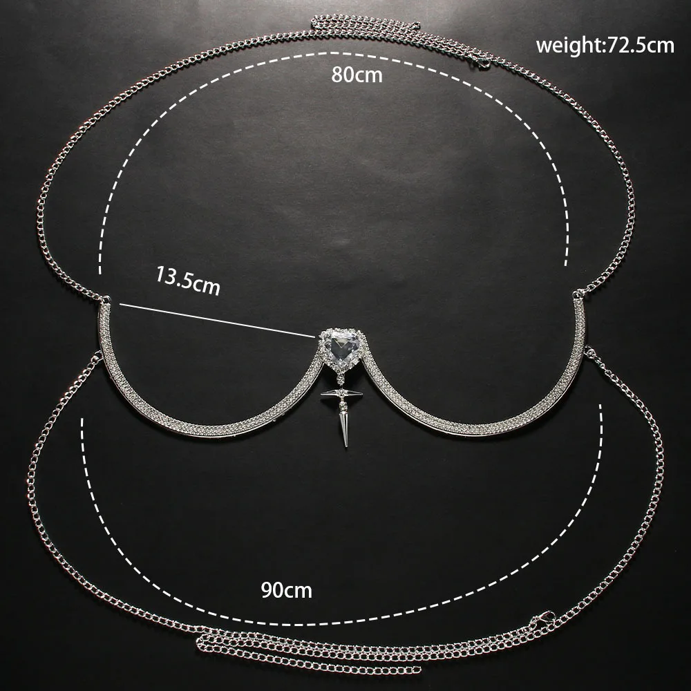 2023 Women Sexy Nightclub Bikini Bra Chain Rhinestone Fringe Chest Body