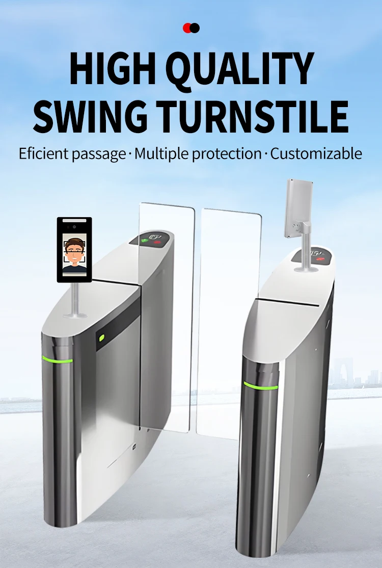 SWS Half Height Sliding Speed Gates Turnstile with Card Reader Access ...