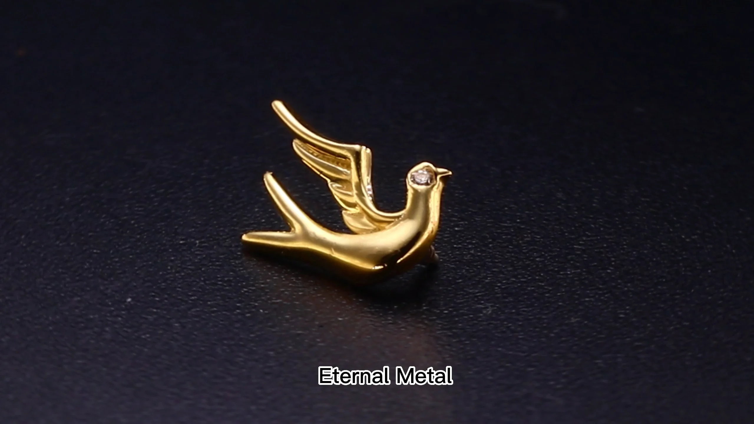 Eternal Metal 14k Solid Gold Polished Flying Seagull Ear&nose Piercing ...