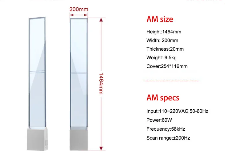 Acrylic EAS Anti Theft System EAS AM Gate Antenna Gate AM Supermarket ...