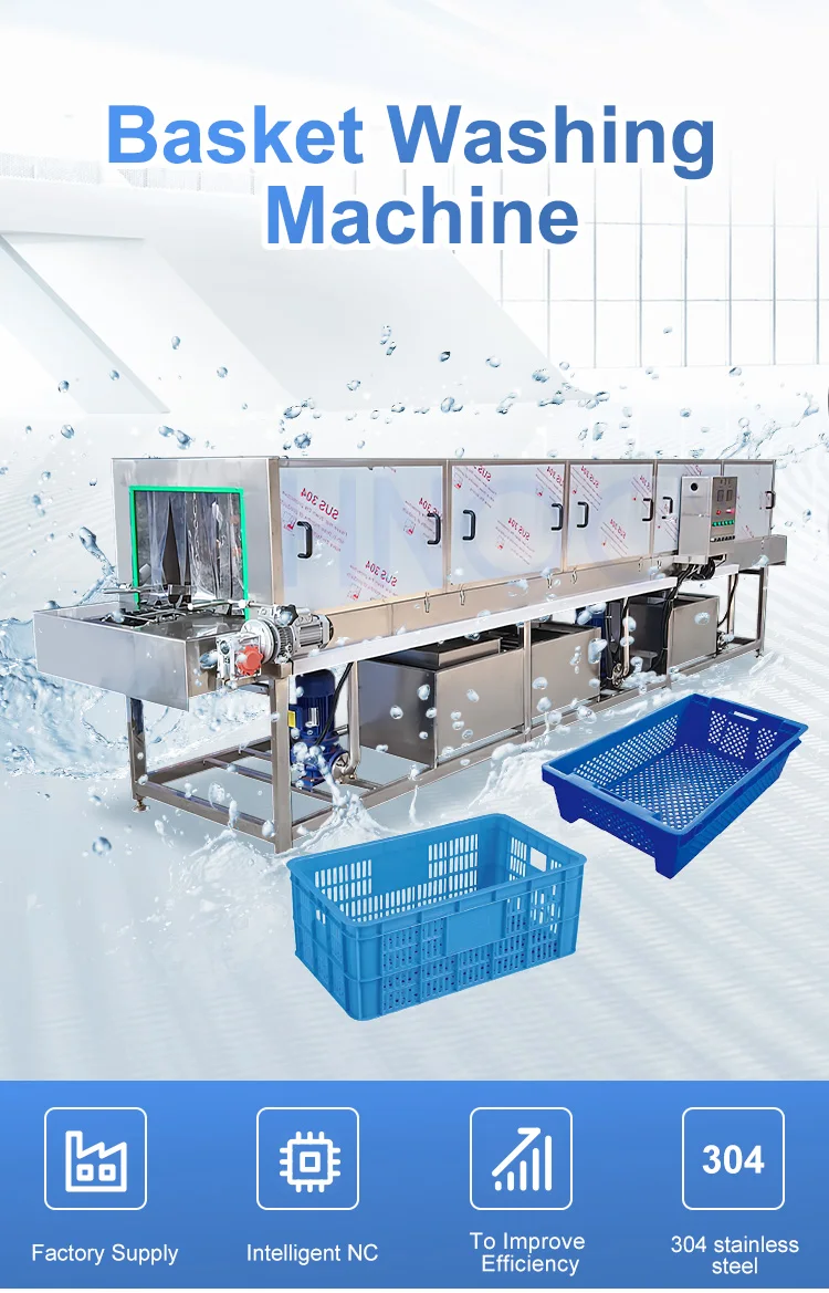 Industrial Food Box Cleaner - Heavy Duty Crate Washer