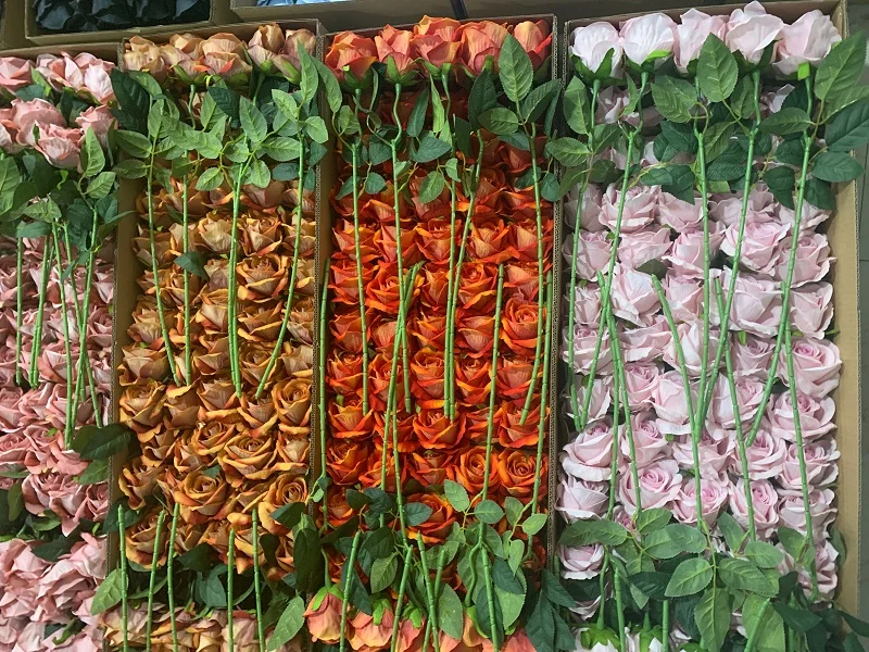 Jad Pretty Multi-colors Large Heads Artificial Rose Flower Single Stem ...