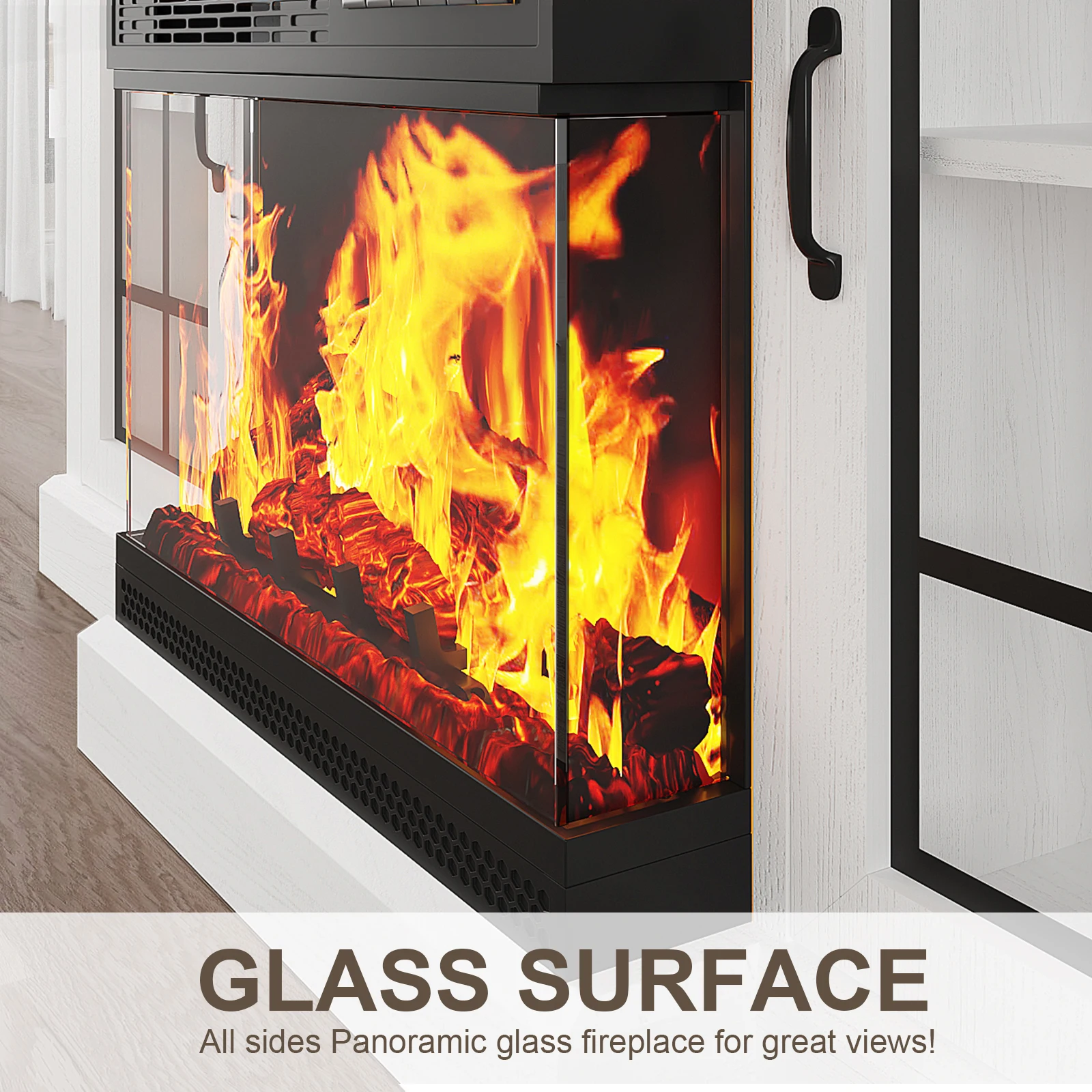 Modern Farmhouse Grey Double Barn Door Fireplace Tv Stand For Tvs Up To ...