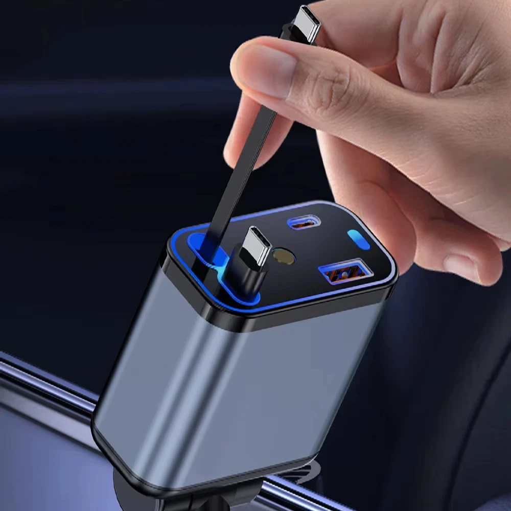 Intelligent 65w Multifunctional Universal Car Charger Retractable Two ...