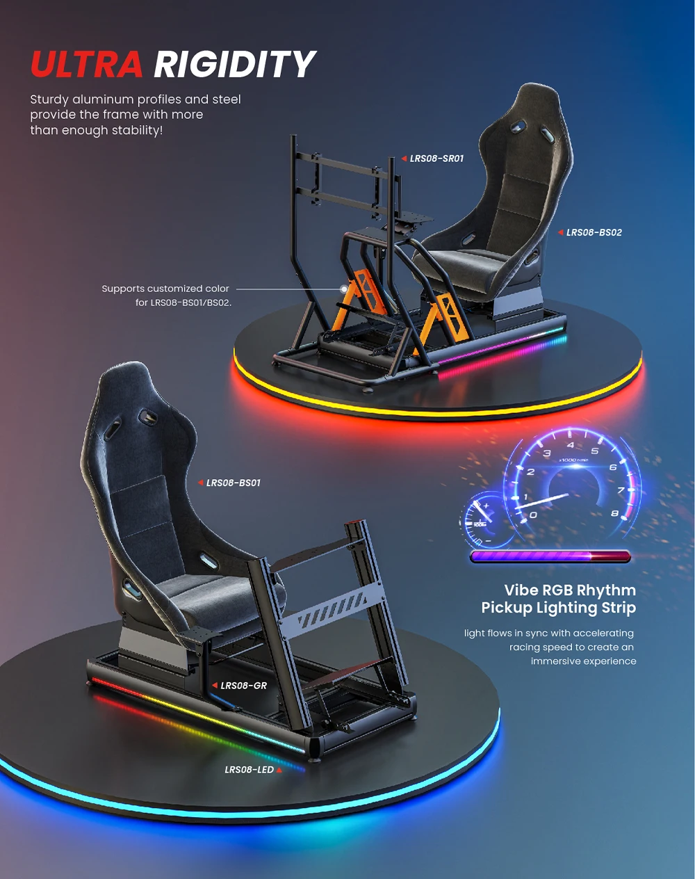 Lrs08-bs02 Aluminum Gaming Racing Sim Simulator Cockpit Driving Rig For ...