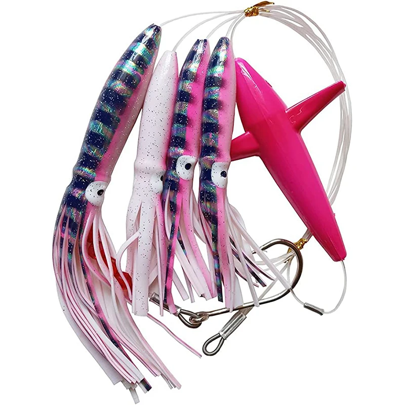 New Fishing Lure Set Salt Water Fishing Tackle Bulb Squids Daisy Chain ...