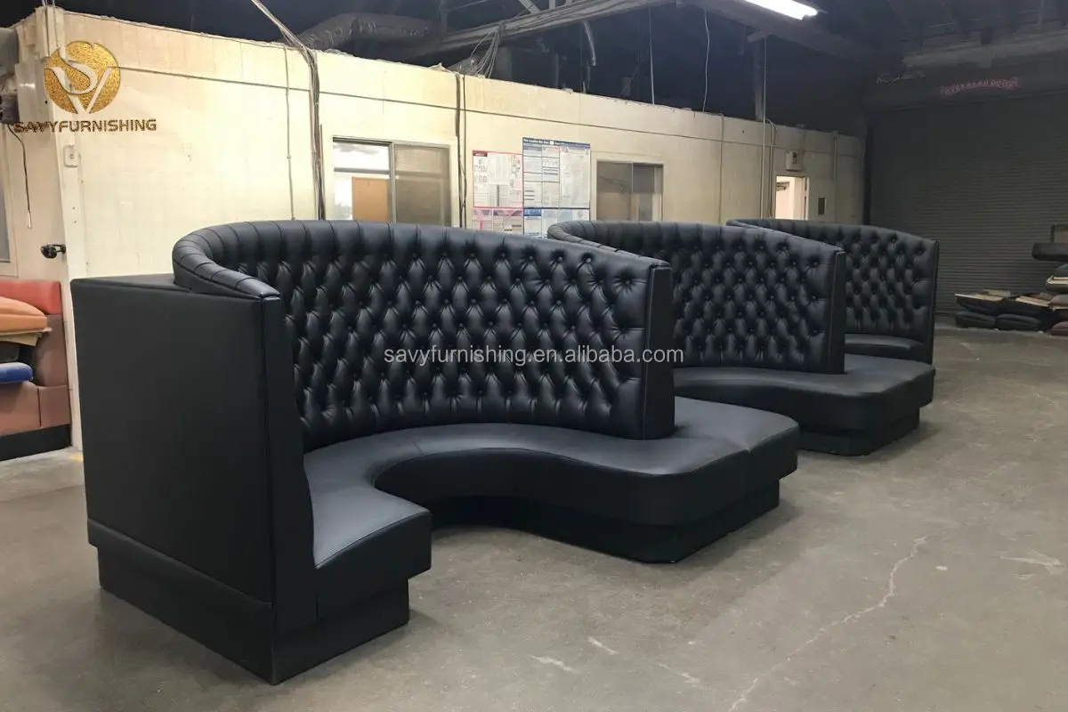 Modern Black Leather Booth Seating for Bar & Restaurant