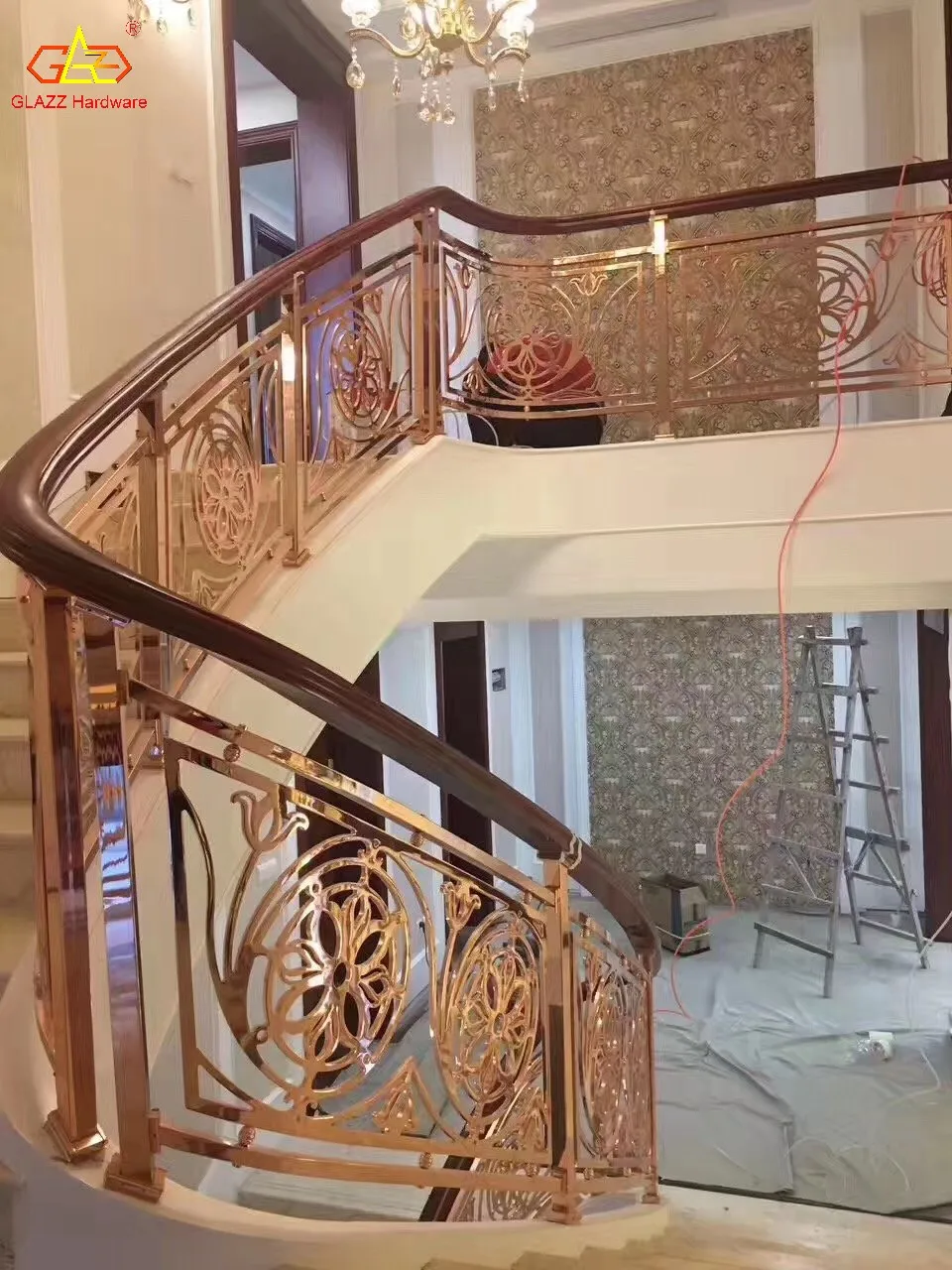 Luxury Gold Pattern Aluminium Stair Handrail for Villas - Customized ...