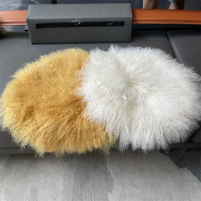 Tibetan Lambskin Curly Mongolian Sheep Plush Fur Pillow| Alibaba.com