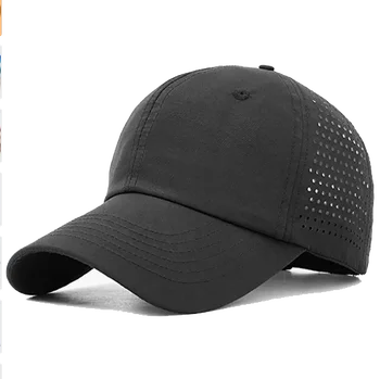 Custom Logo Quick Dry Running Cap Laser Cut Perforation Hole Golf Mesh ...