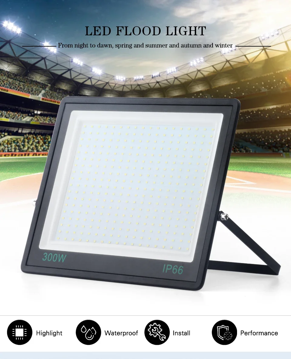 300w Led Floodlight 220v Outdoor Spotlight Tempered Glass Flood Lights ...