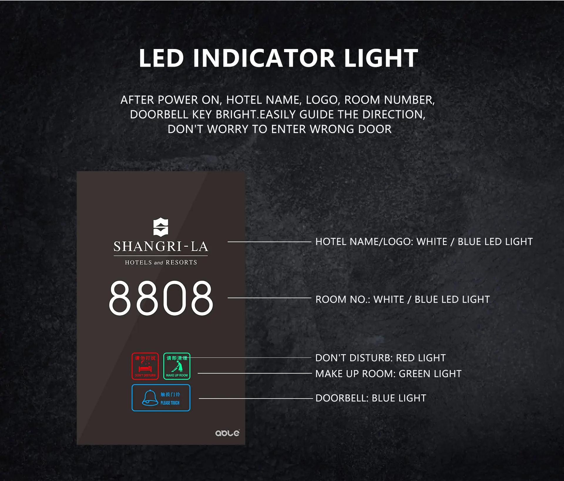 Hotel Room Intelligent Service System DND Touch Doorbell System ...