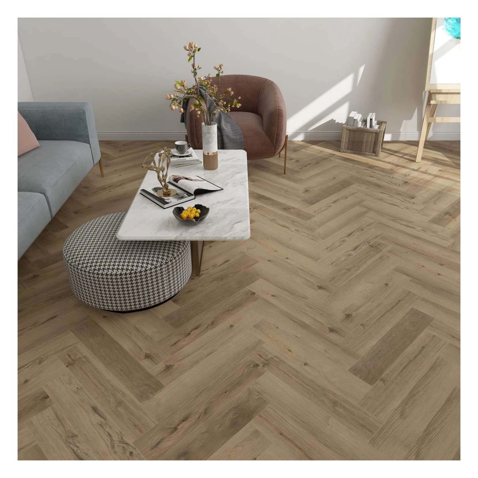 Engineered Waterproof Herringbone Click Lock System Woven Spc Vinyl ...