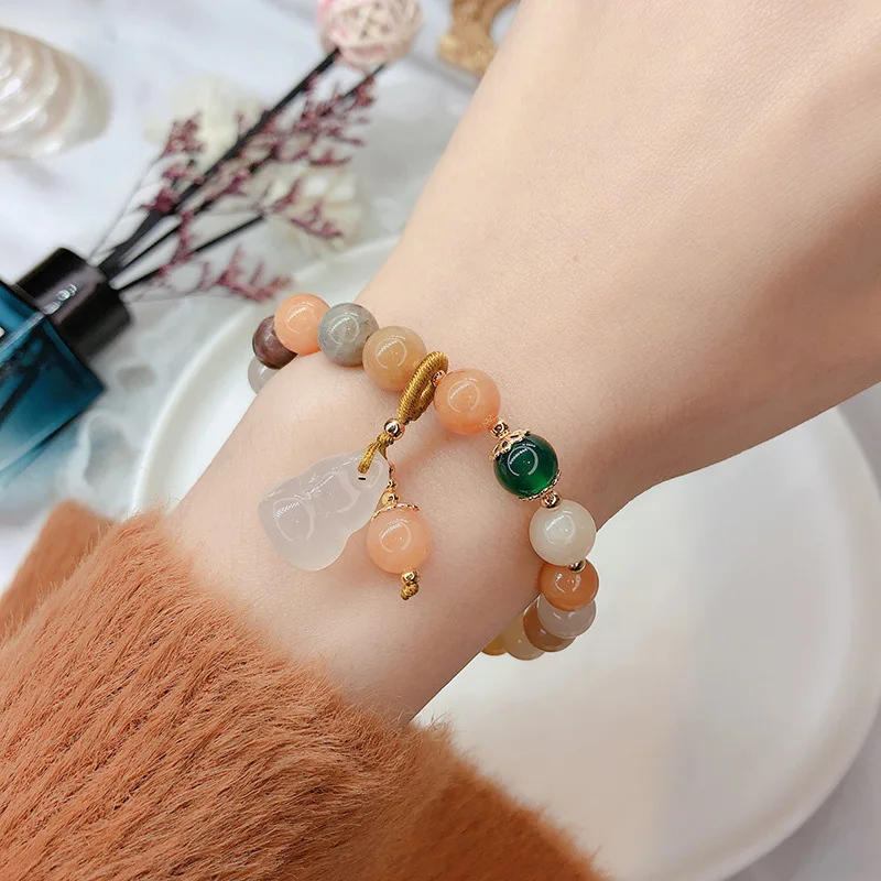 Natural Jade Gourd Female Retro Chinese Style Ethnic Peridot Simple ...