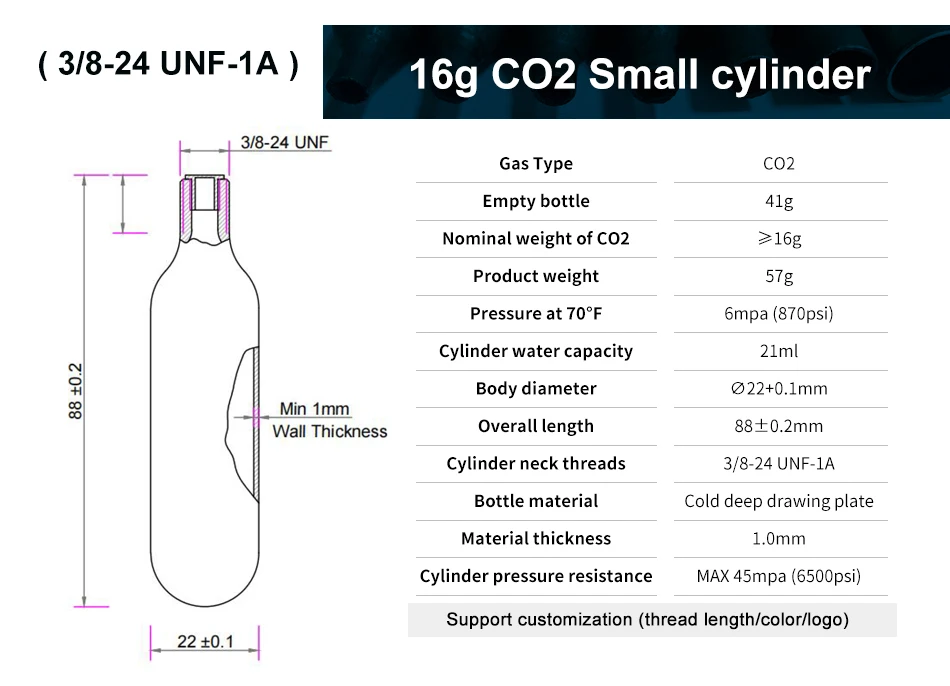 High Pressure 16g CO2 Cartridge - Reliable CO2 Canisters