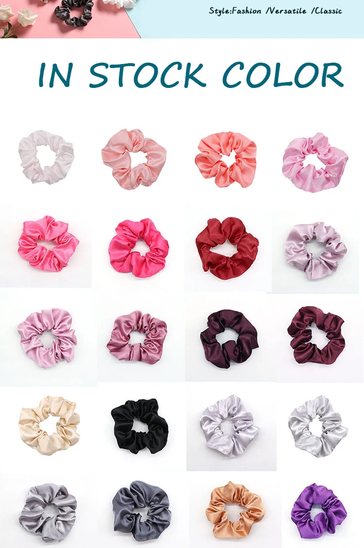 3.5cm Korean Scrunchies Satan Big Scrunchies Design Silk Hair Ties Pure ...