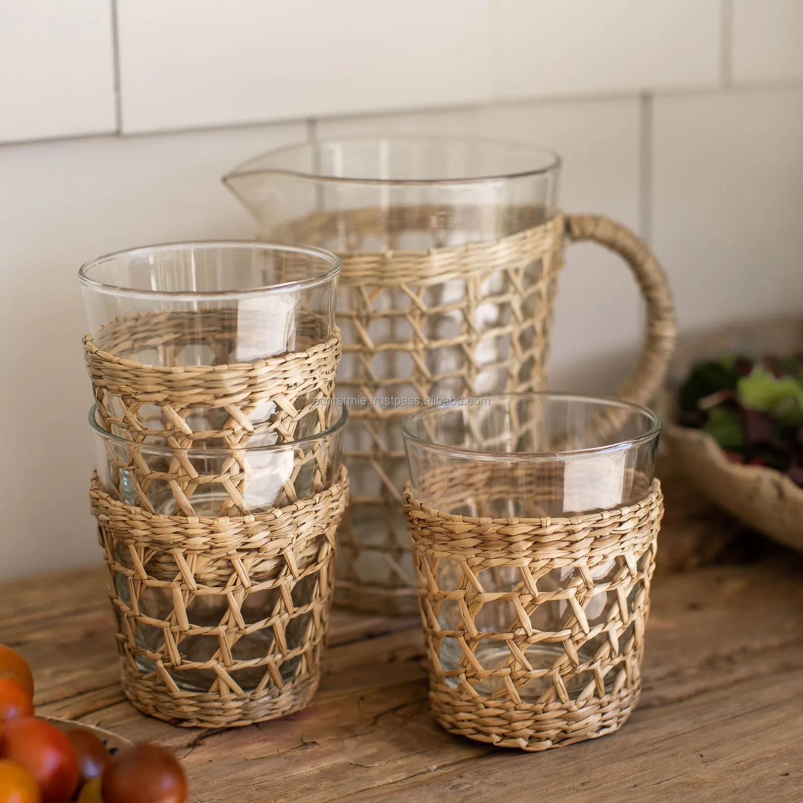 Eco-friendly Woven Cup Covers - Natural Seagrass Accessories