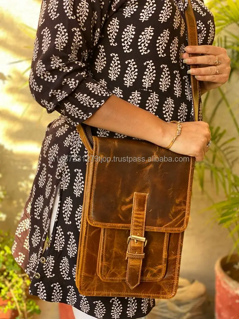 Real Handmade Full Grain Genuine Crunch Leather Handbag Stylish Women ...