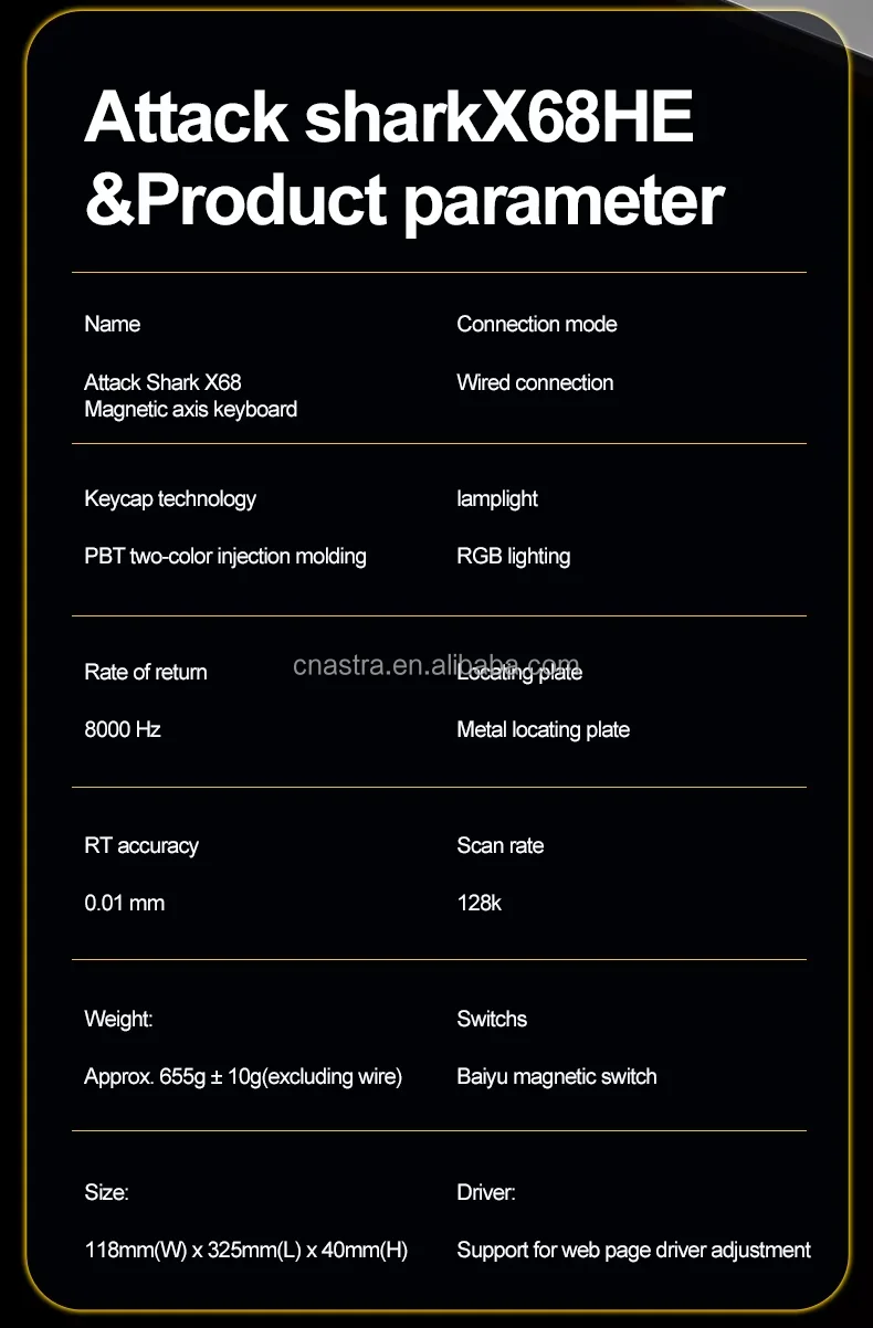 ATTACK SHARK X68HE Magnetic Switch Mechanical Gaming Keyboard Type-C E ...