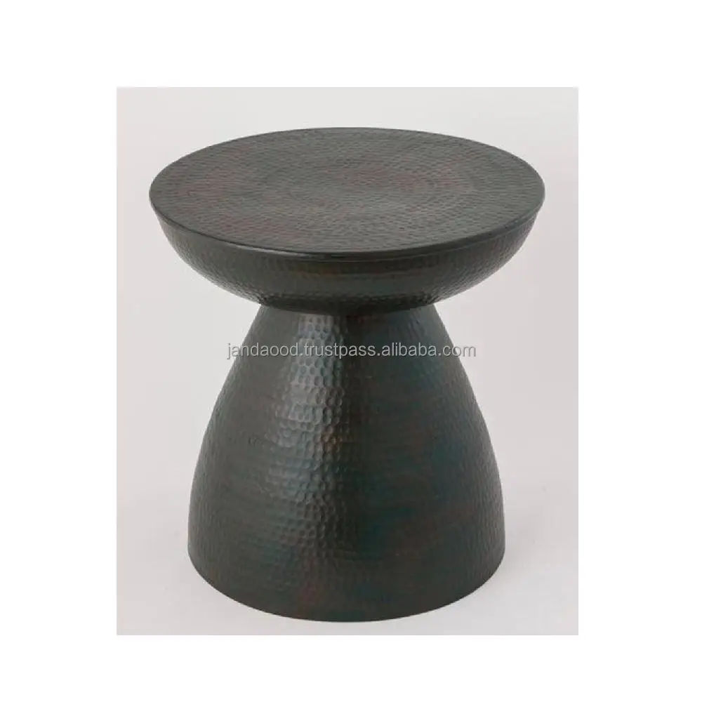 Cast Aluminum Side Table With Brass Finish & Gray Top Decor Living Room ...