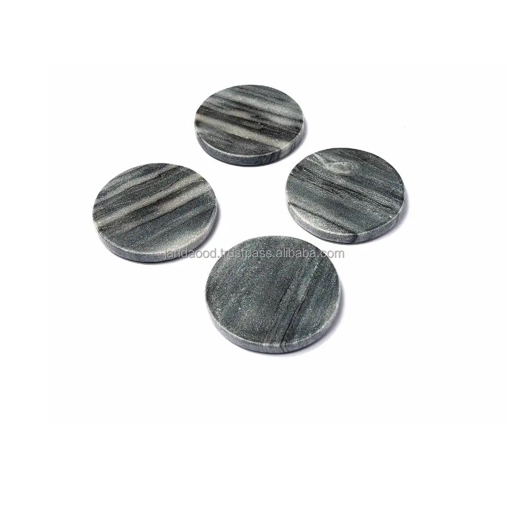 Modern White Marble Coasters Set Of 6 Stone Coasters For Drinks Holder ...