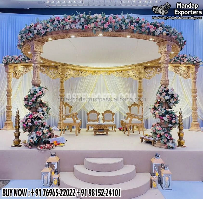 Lavish Design Wooden Look Fiber Wedding Mandap Maharaja Wedding FRP ...