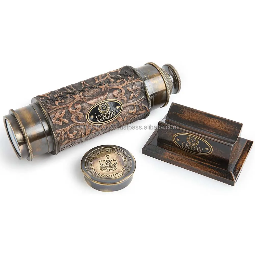 Brass Collectible Antique Style Nautical Spyglass Solid 15 Inch Pirate ...