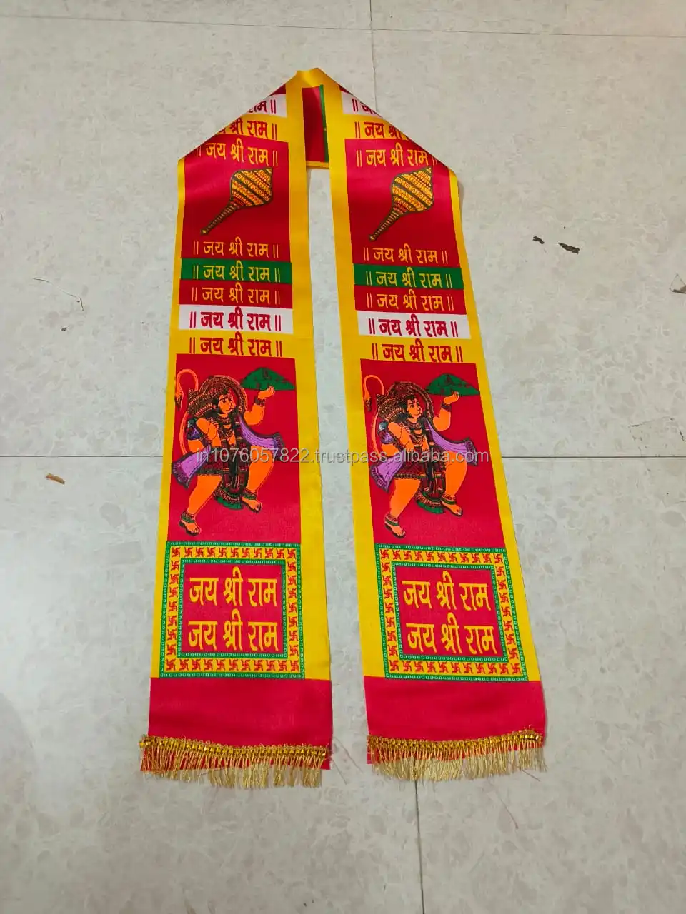 Lord of Shree Hanumanji Printed Silk Scarf Stole Dupatta Hindu ...
