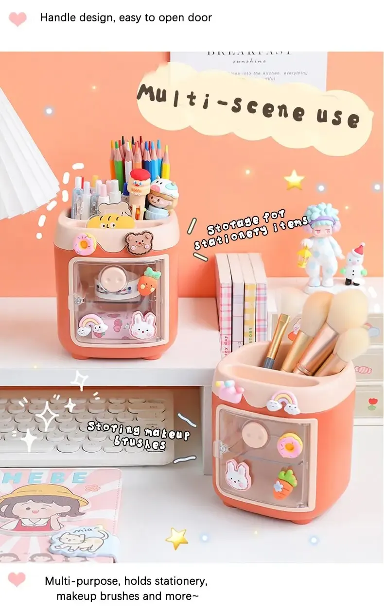 Piggy Drawer Pen Holder Cartoon Multi Grid Cute Creative Girl Heart ...