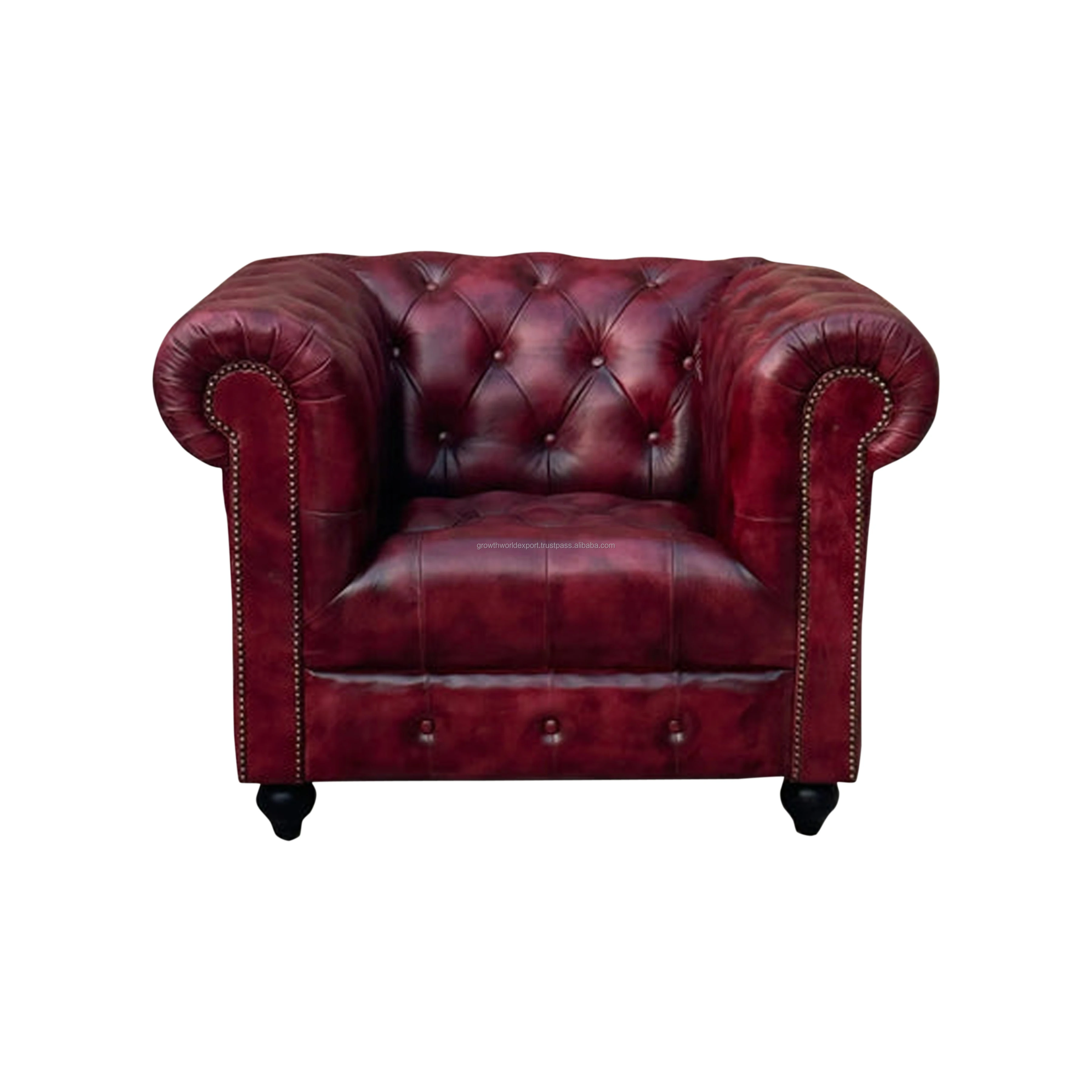 Luxury Red Oxford Tufted Leather Chesterfield Sofa - Modern Living Room ...