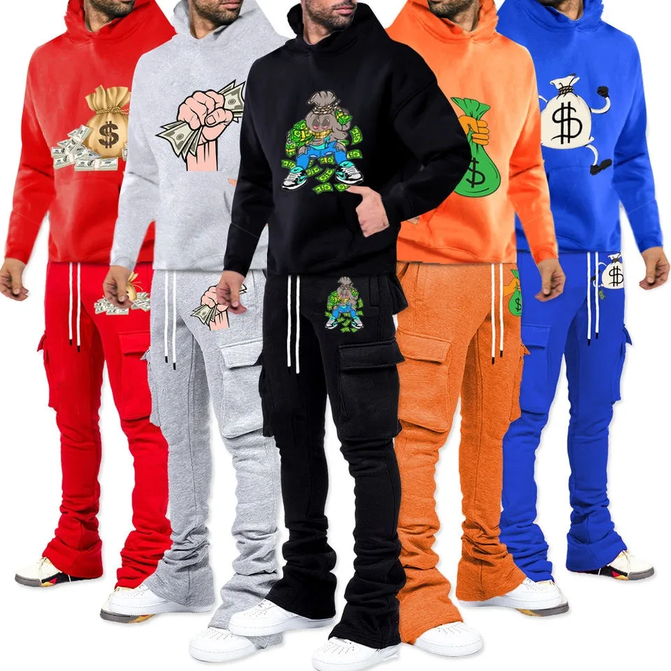 Manufacturer Custom Streetwear Acid Wash Flare Pants Tracksuits For Man ...