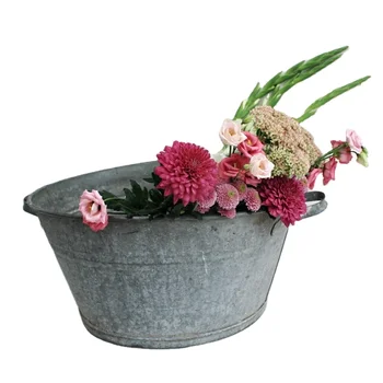 Rustic Farmhouse Galvanized Metal Tray Tub And Metal Handles- Kitchen ...