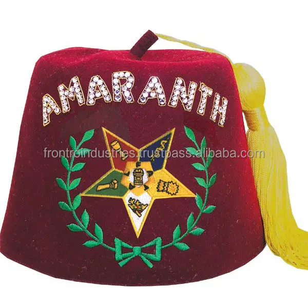 Hand Embroidered Daughter Fez Custom Masonic Fez Hat & Case White Wool ...