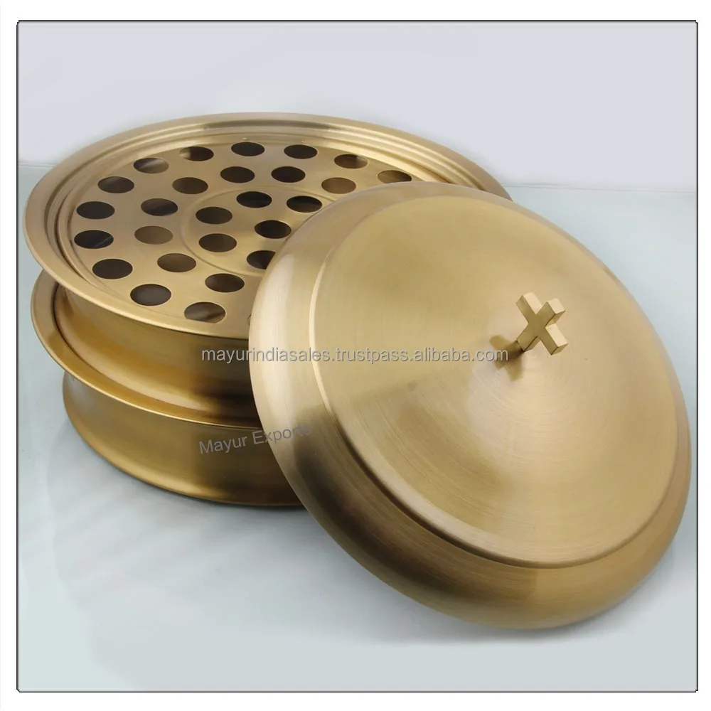 Stacking Brass Finish Communion Tray Set (Set of 2 Pcs with Cover ...