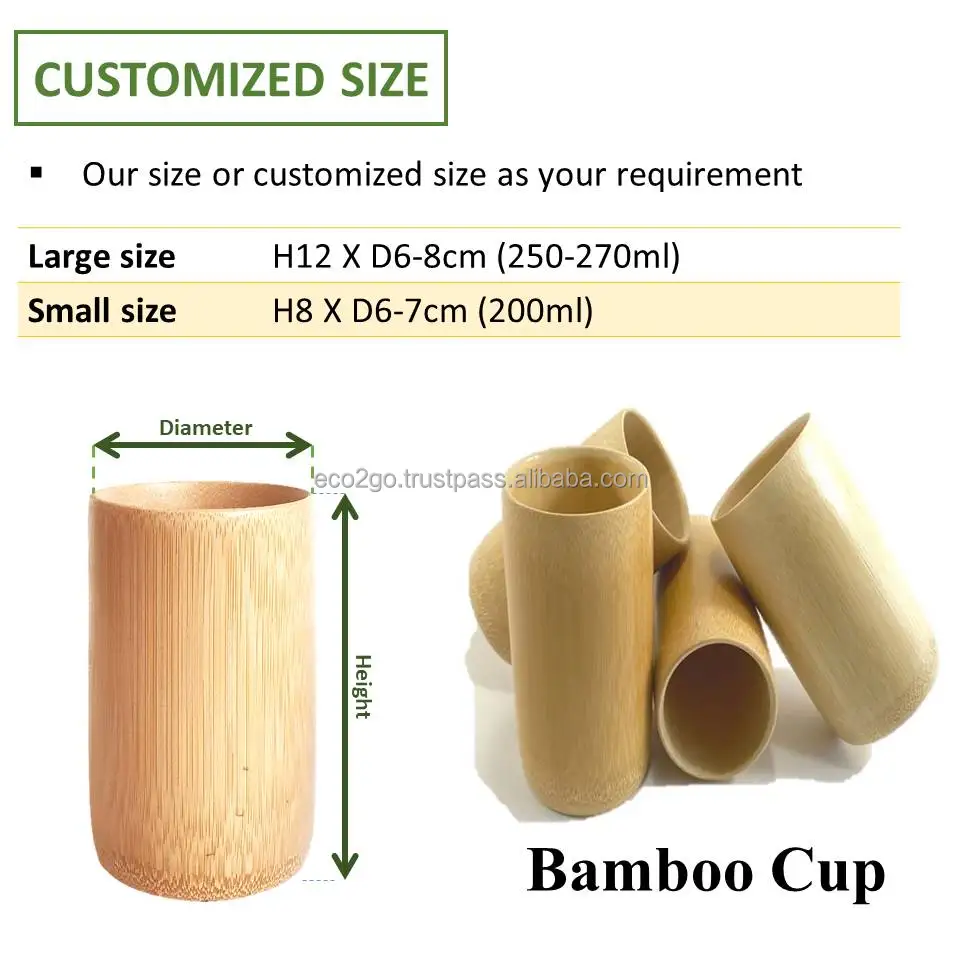 Eco Friendly With Environment Bamboo Drinking Cups Engrave Laser Logo ...