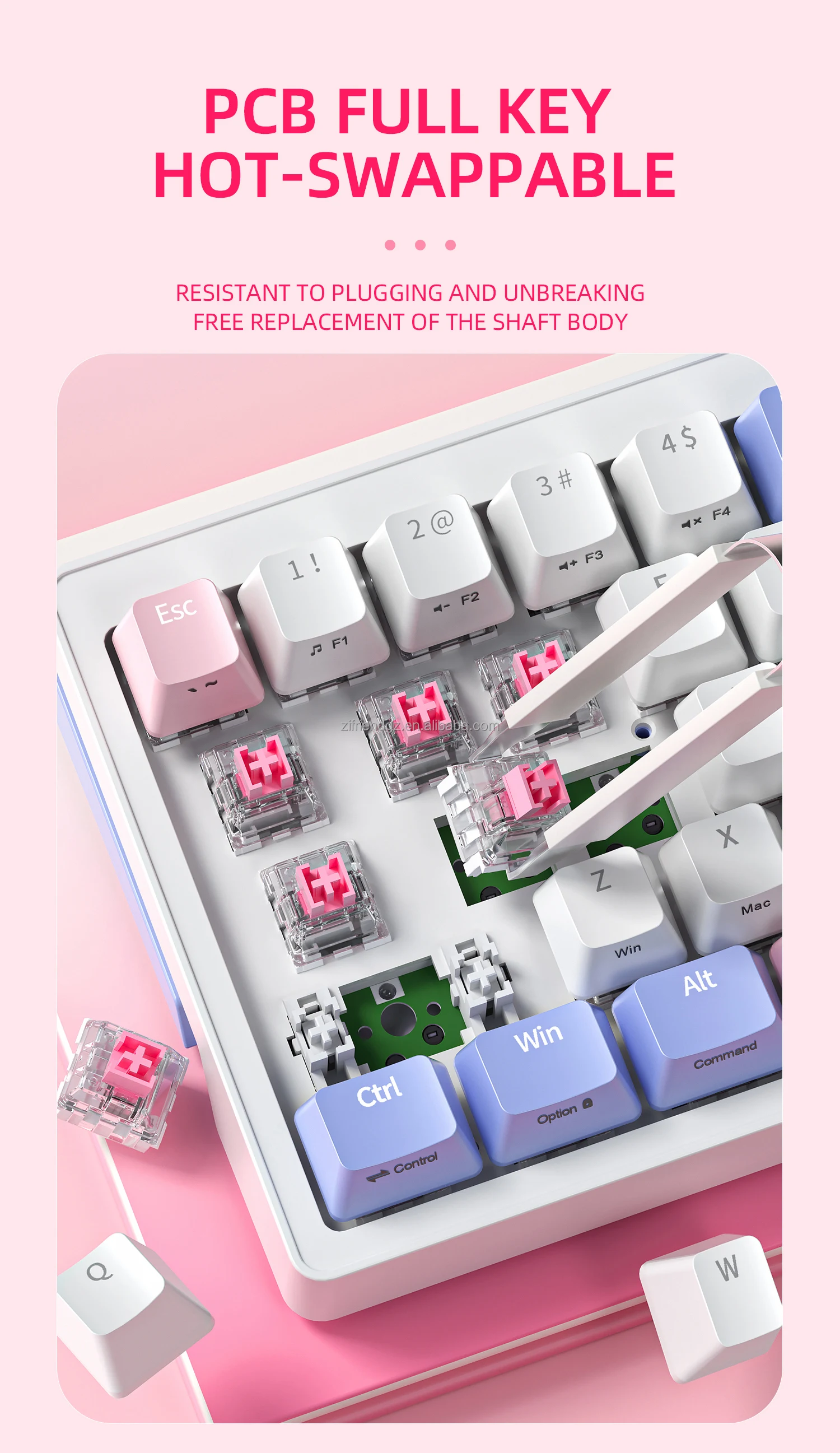 ZIFRIEND ZA68 Wireless 60% Mechanical Hot Swap RGB Gaming Keyboard ...