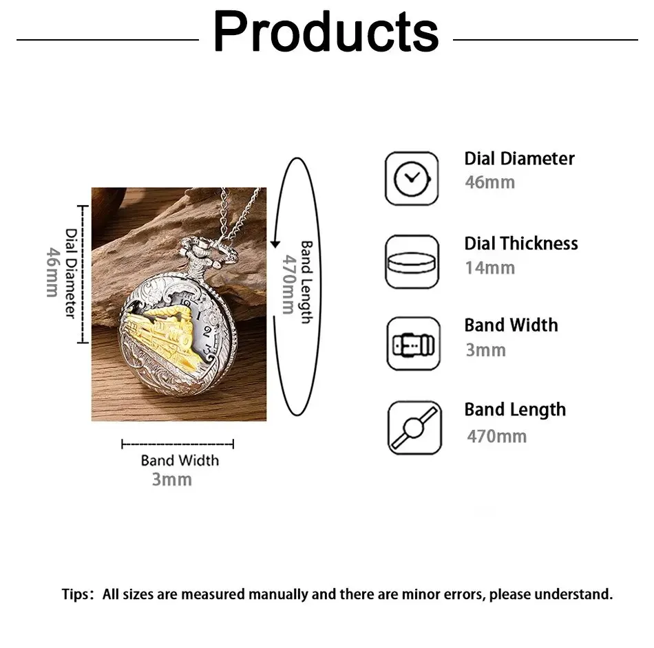 Antique Steam Train Design Pocket Watch With Chain Necklace Vintage ...