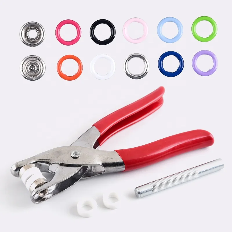 200 Sets 10 Color Children's Button Color Hollow 9.5mm Brass Ring Snap ...