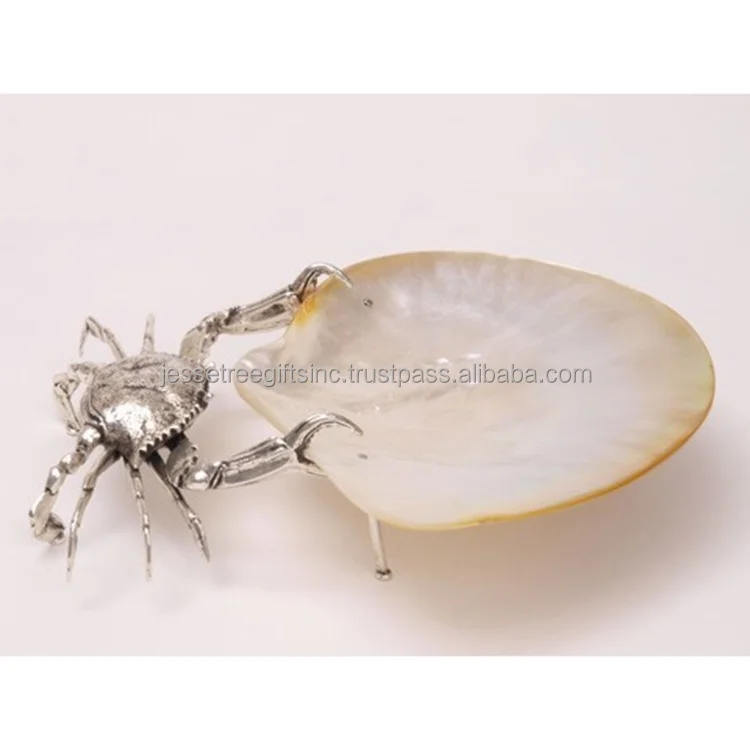 Aluminium Serve Bowl Crab Inlay Design With White Enamel & Antique ...