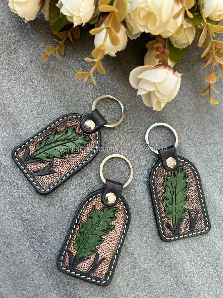 Hand Carved Tooled Leather Key Chains Cute Exotic Shape Leather Key ...