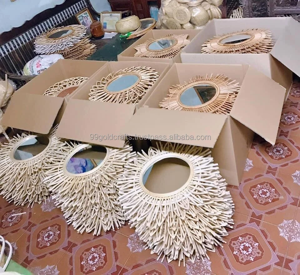 Factory Rattan Cane Wall Mirror - Woven Rattan Mirror - Rattan Cane ...