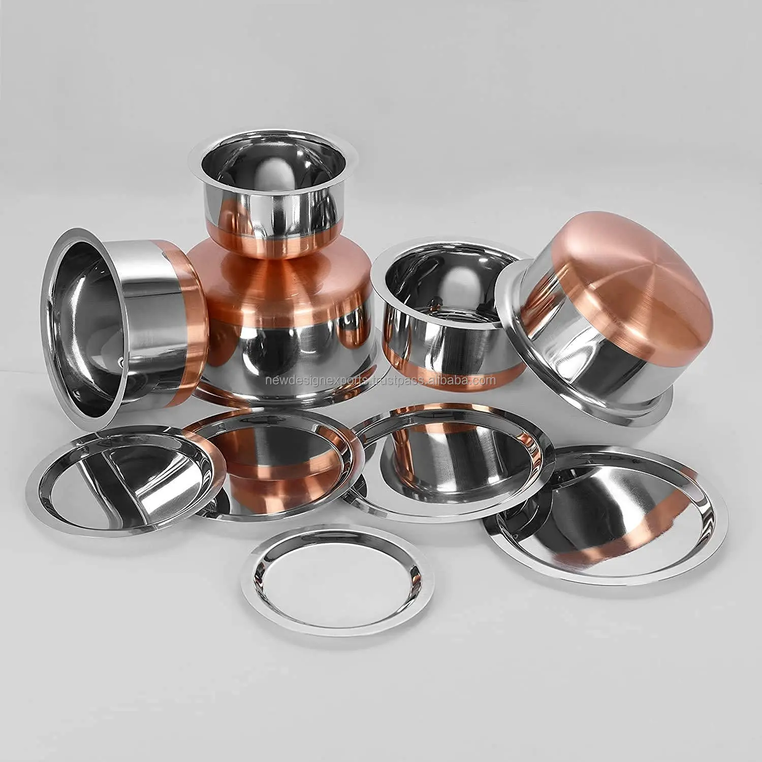 Stainless Steel Cookware Set with Copper Bottom & Lid