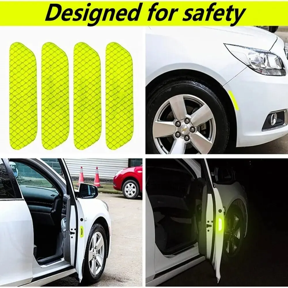 4 Pcs Car Door Sticker Safety Opening Warning Reflector Tape Decal Auto ...