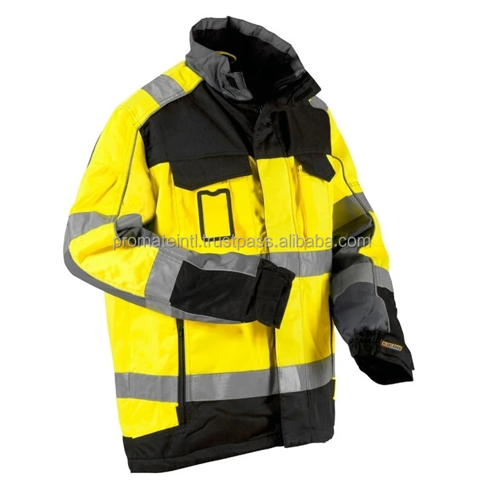 HiVis Bomber Jacket with Detachable Hood Hi-Vis Work Safety Jacket Men ...